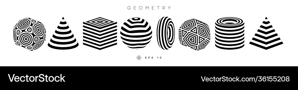 Optical illusion shapes set pyramid Royalty Free Vector