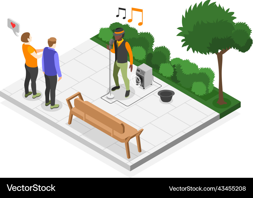 Street singer park composition Royalty Free Vector Image