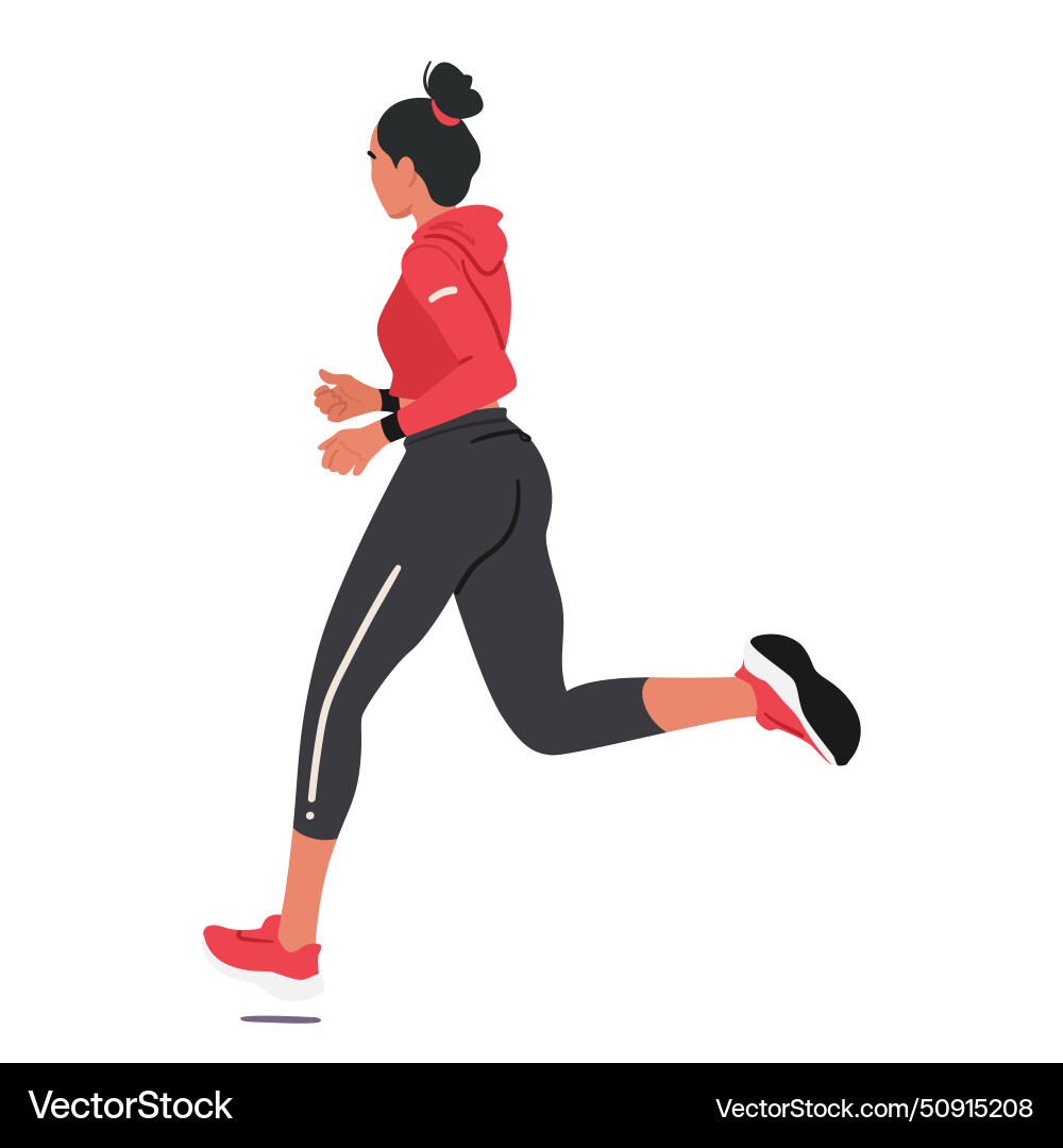 Young girl athlete jogger character dashes forward
