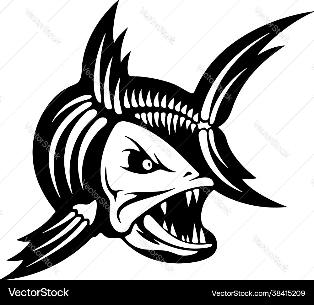 Aggressive Skeleton Fish Royalty Free Vector Image