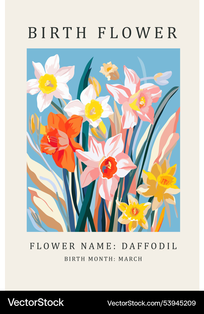 Birth flower daffodil march month Royalty Free Vector Image