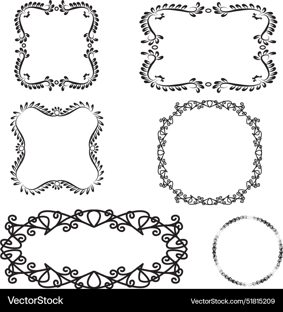 Frames and borders monograms grass vines Vector Image