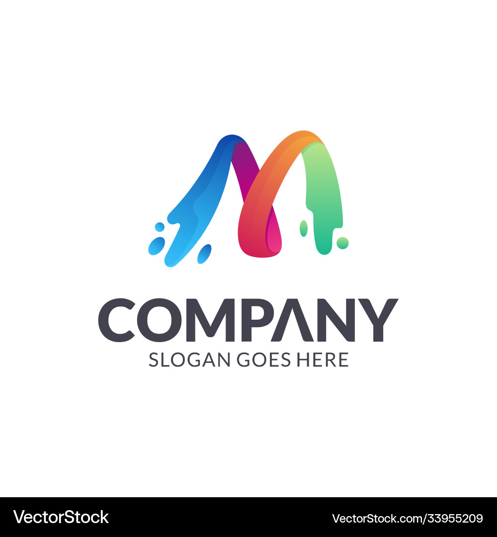 M water logo template Royalty Free Vector Image