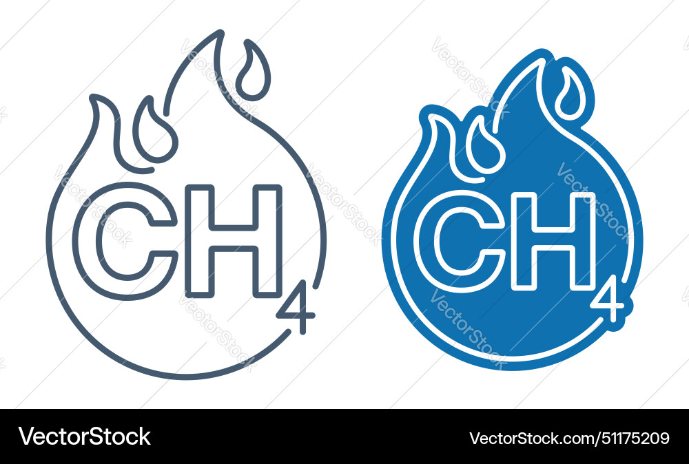 Methane flat and thin icon - natural gas ch4 Vector Image