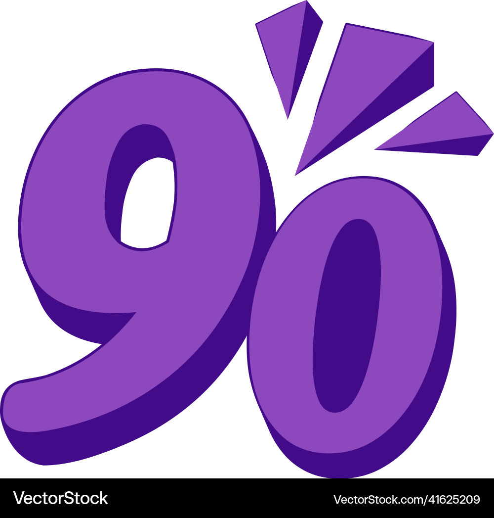 Purple 90 number icon Royalty Free Vector Image