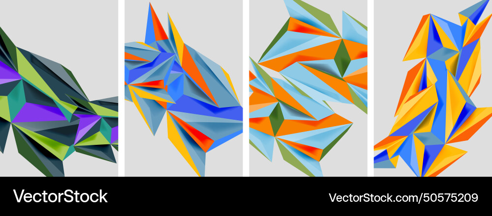 Set of mosaic triangle pattern abstract posters Vector Image
