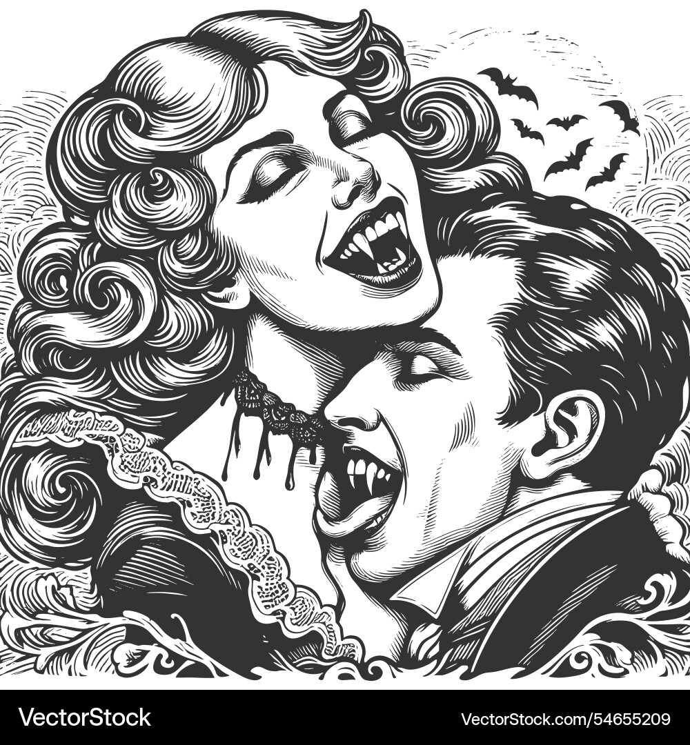 Vampire couple gothic embrace Royalty Free Vector Image