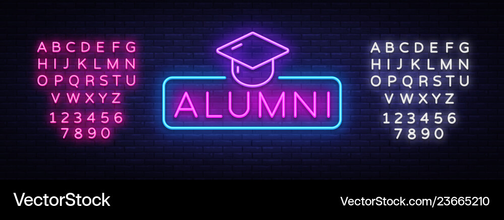 Alumni Neon Zeichen Graduierung Symbol Lizenzfreier Vektor
