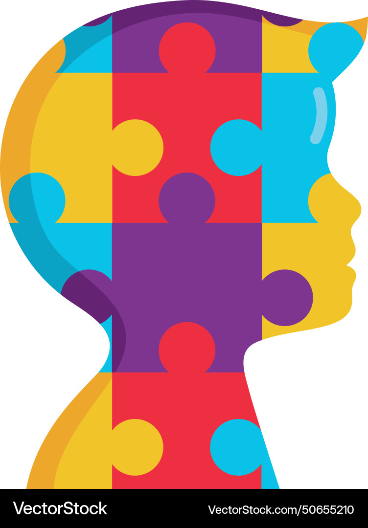Autism puzzle in child shape Royalty Free Vector Image