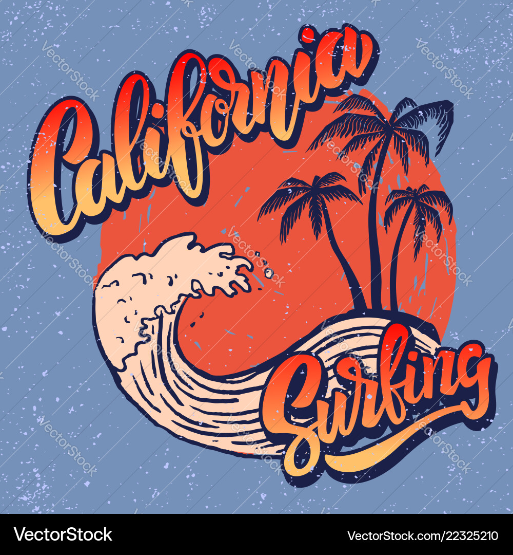 California surf rider poster template Royalty Free Vector