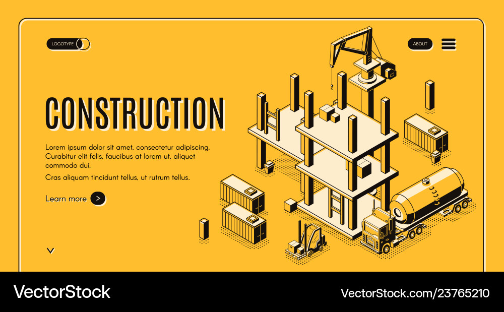 Construction project isometric web banner Vector Image