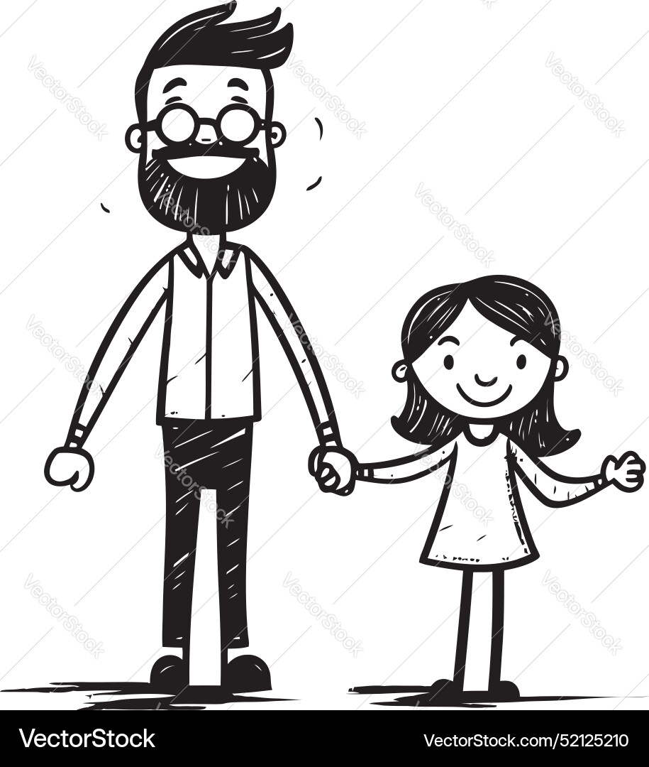 Delightful duo father daughter design happy Vector Image