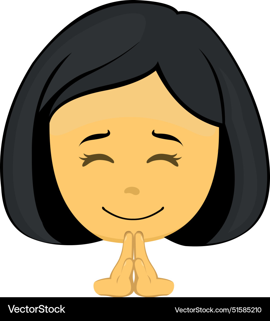 Emoticon woman praying hands Royalty Free Vector Image