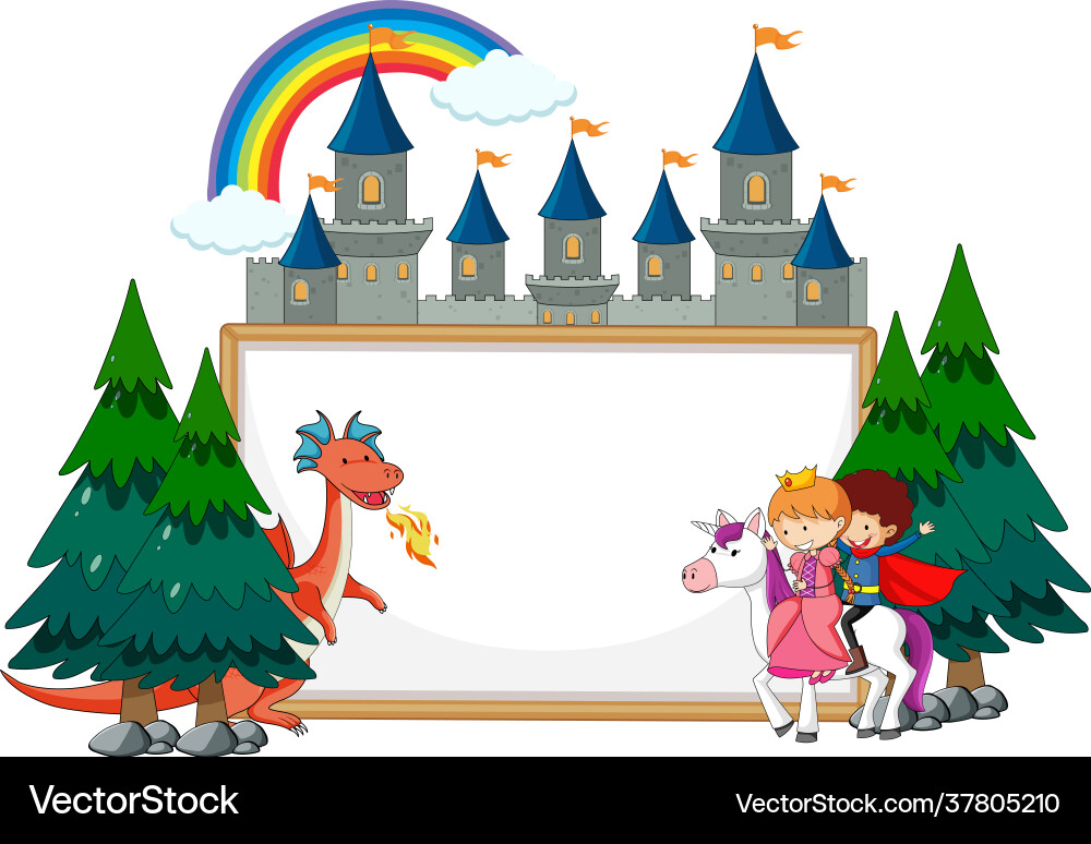 Empty banner with fairy tale cartoon character Vector Image