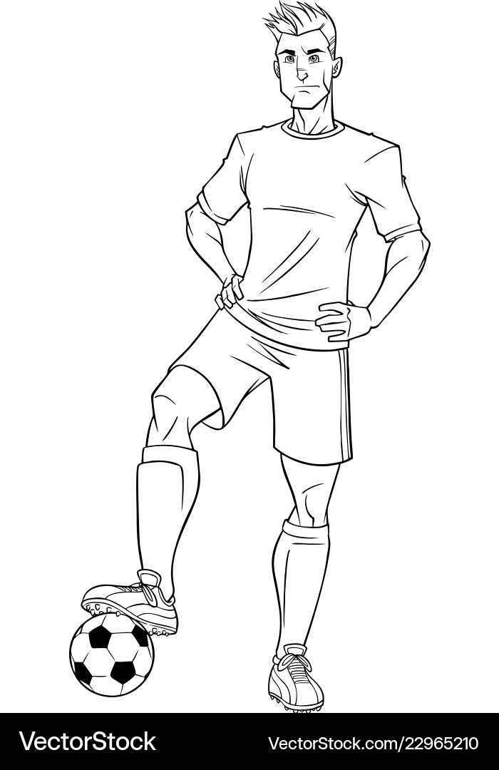Football player line art Royalty Free Vector Image
