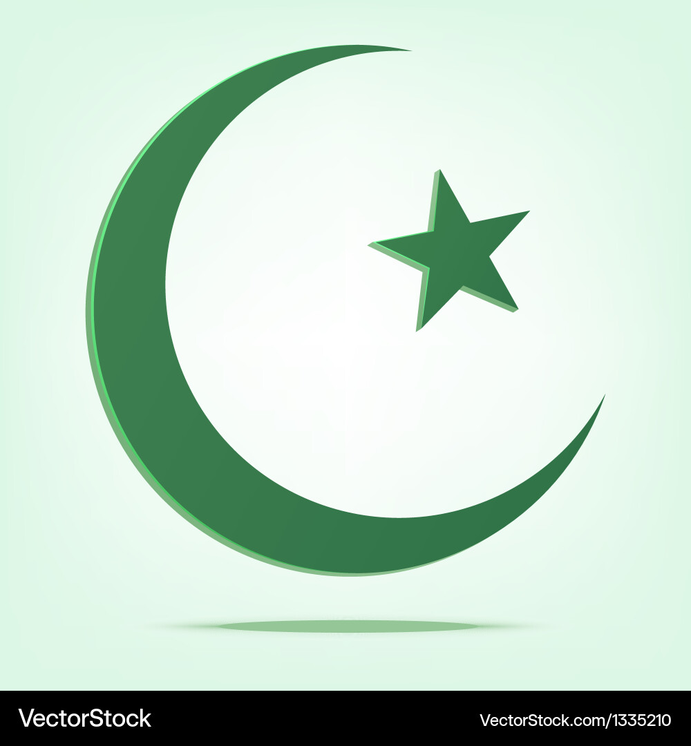 Green star and crescent Royalty Free Vector Image