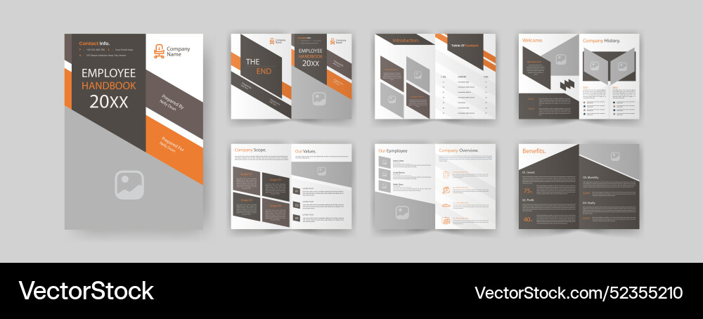 Hr employee handbook brochure template Royalty Free Vector