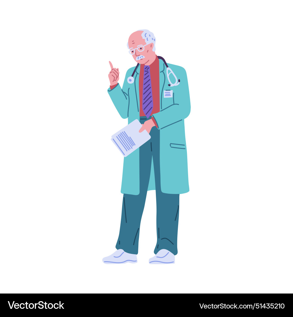 Senior doctor gesturing Royalty Free Vector Image