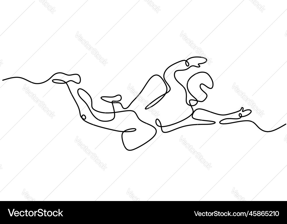 Skydiving one line drawing extreme sport people Vector Image