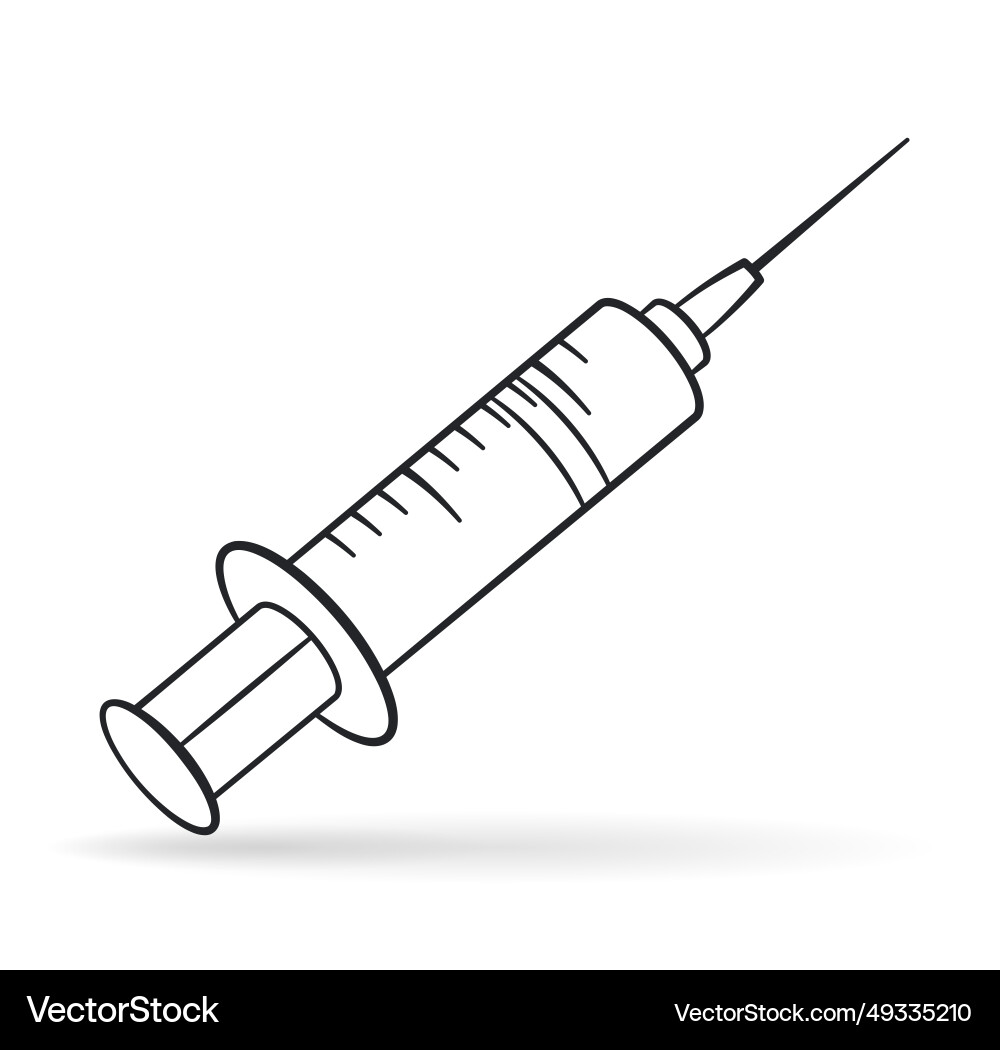 Syringe black and white drawing Royalty Free Vector Image