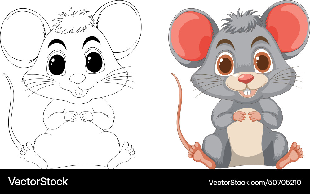 Two adorable mice with cheerful expressions Vector Image
