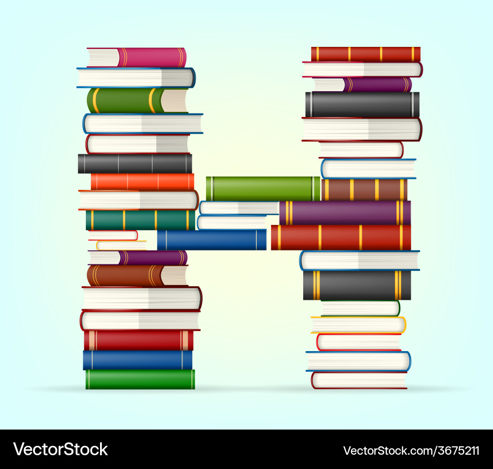 Alphabet from stacks of multi colored books Vector Image