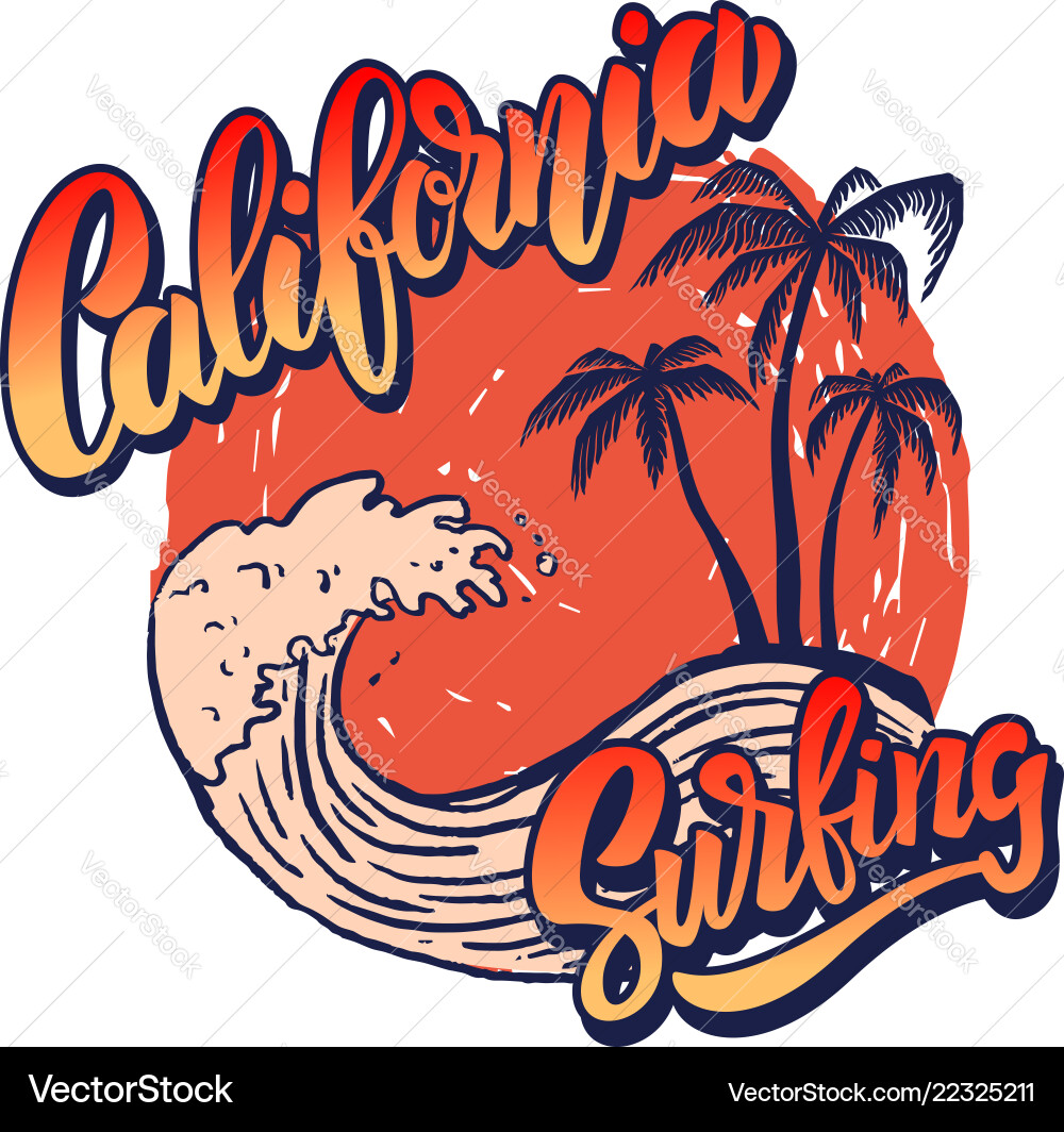 California surf rider poster template Royalty Free Vector