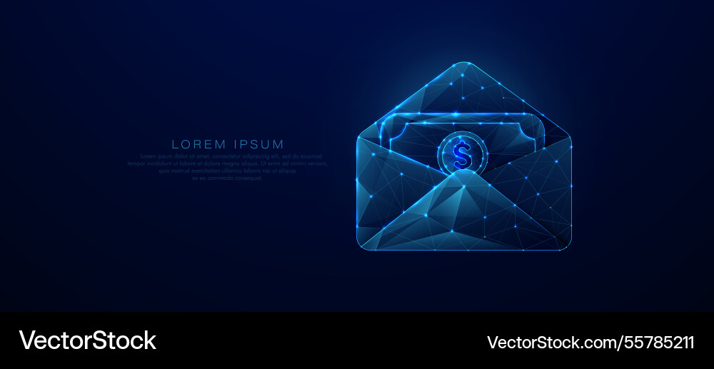 Futuristic digital payment concept with envelope Vector Image