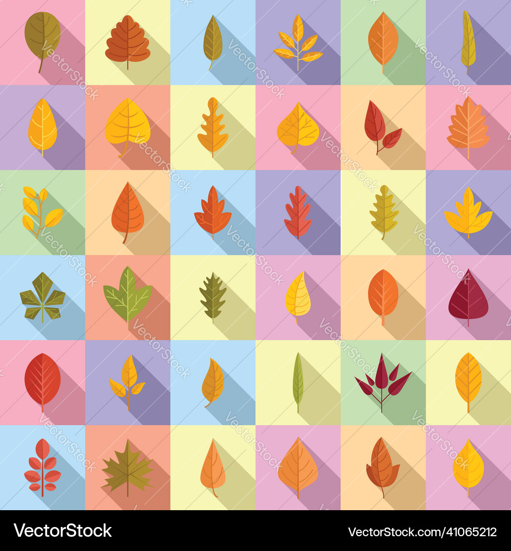 Herbst Blätter Icons flaches Blatt gesetzt Vektorbild