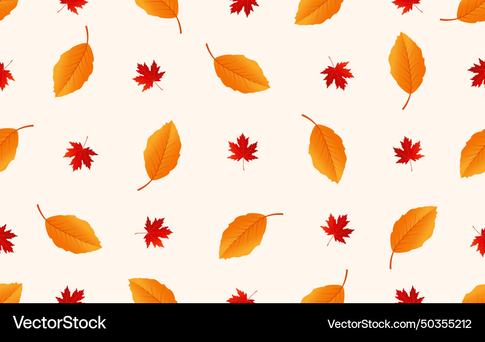 Autumn leaves seamless pattern falling Royalty Free Vector