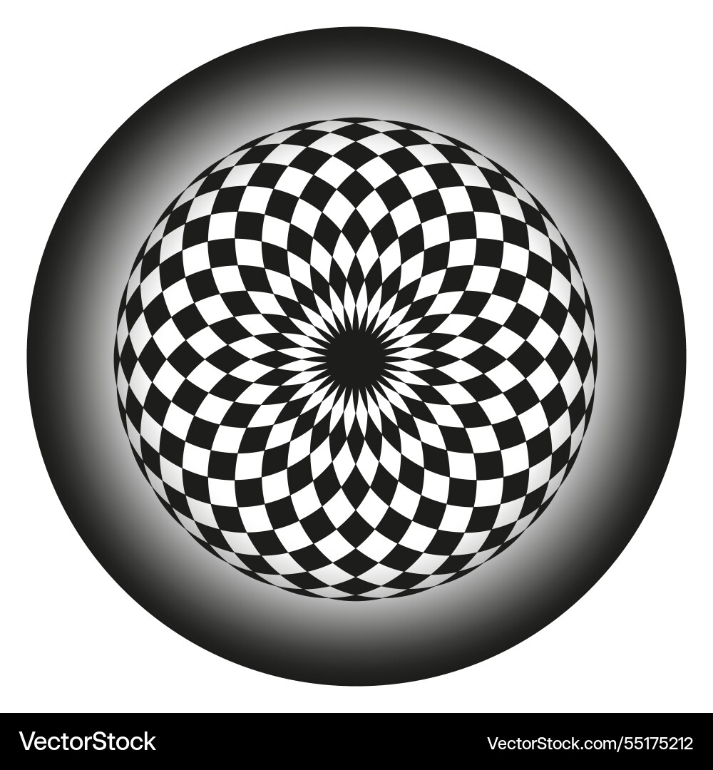 Checkered sphere optical pattern art circle Vector Image