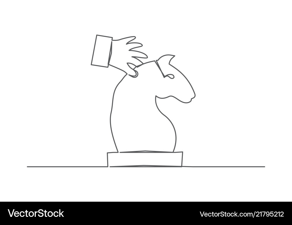 Chess one line drawing Royalty Free Vector Image