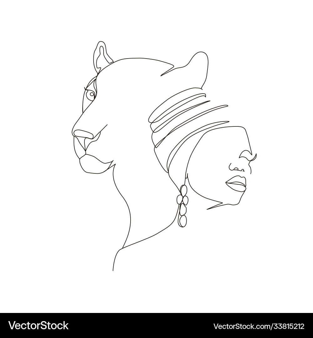 Continuous line art or one drawing african Vector Image