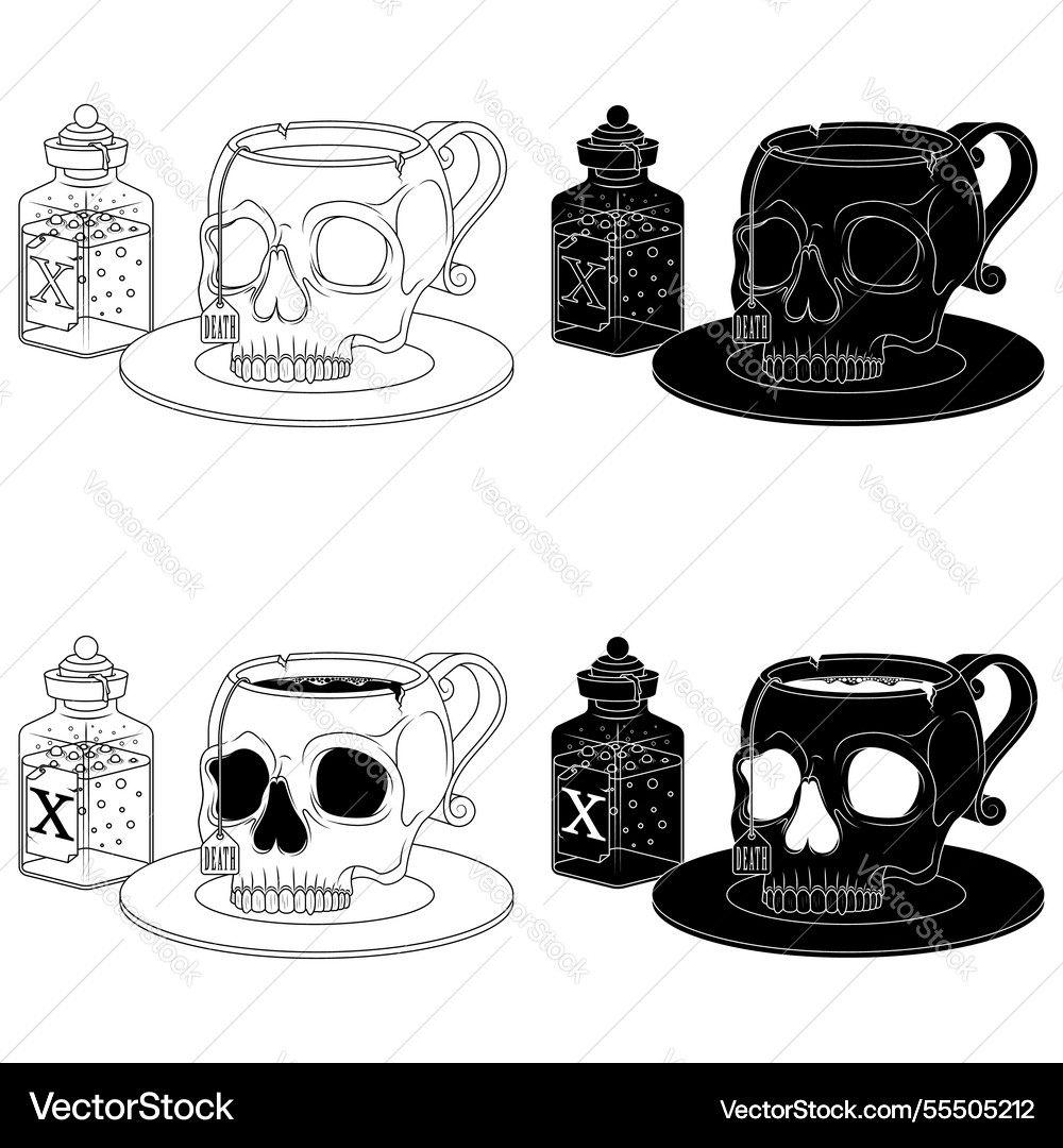 Demonic drink mug skull shaped magic potion cup Vector Image