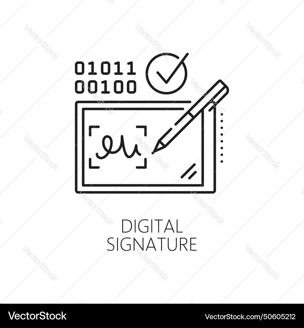Digital signature biometric verification icon Vector Image