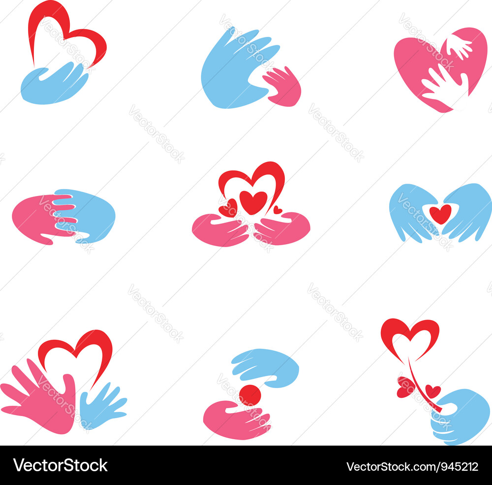 Hand- und Herzsymbole Lizenzfreies Vektorbild