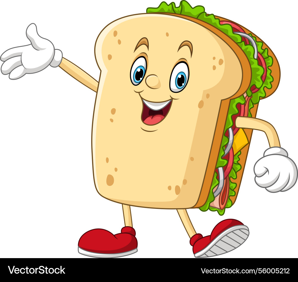 Happy sandwich character Royalty Free Vector Image