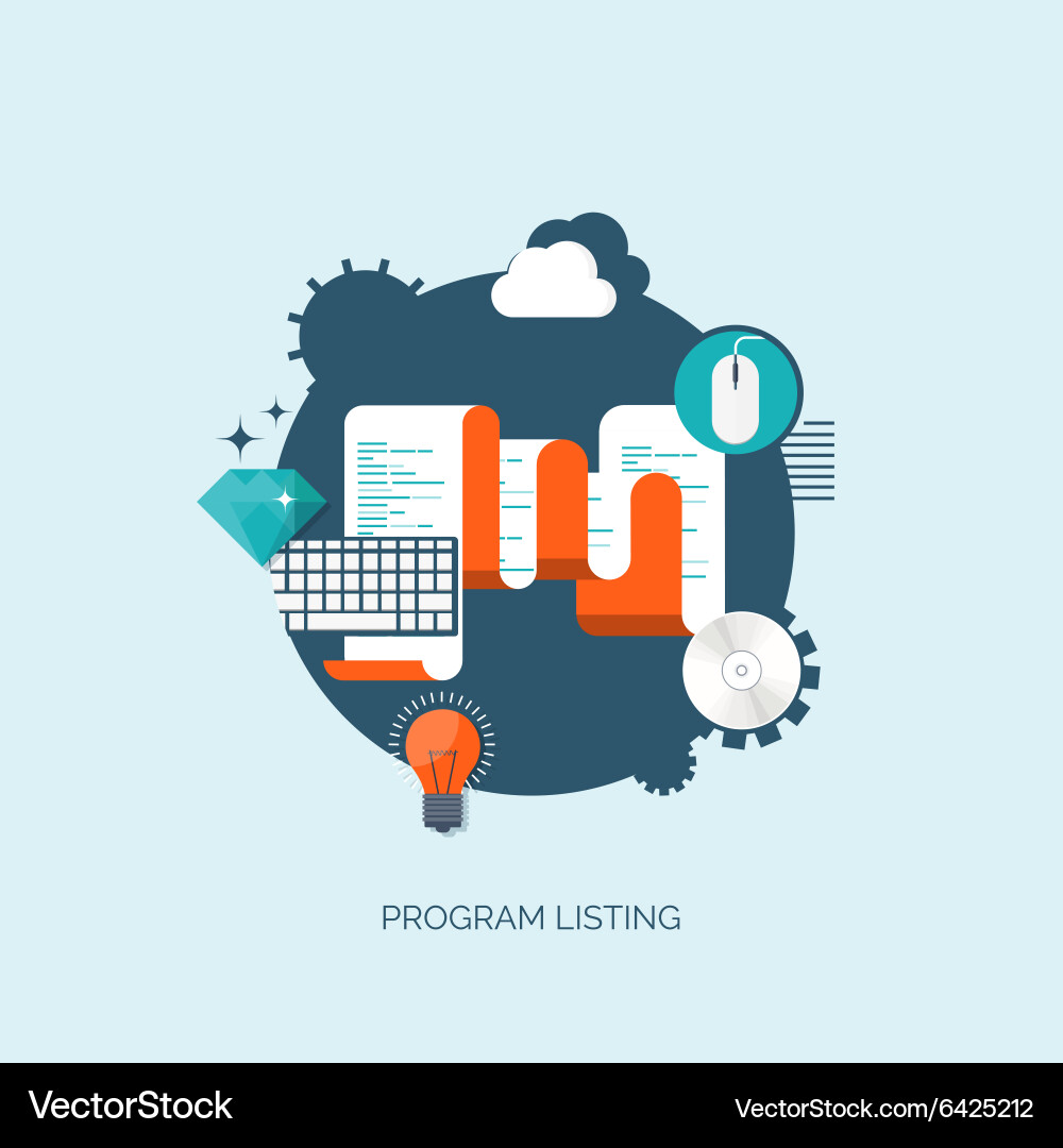 Program listing flat Royalty Free Vector Image