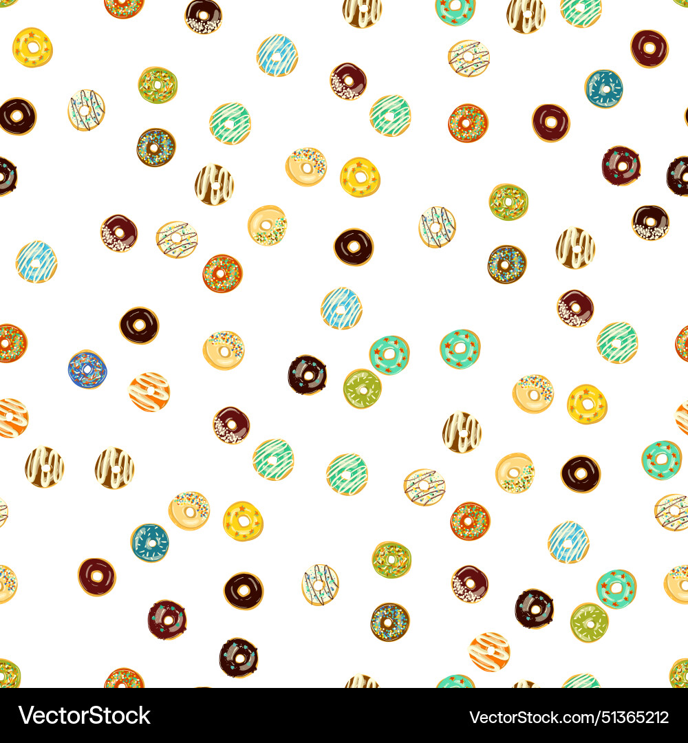 Seamless donut pattern on white background Vector Image