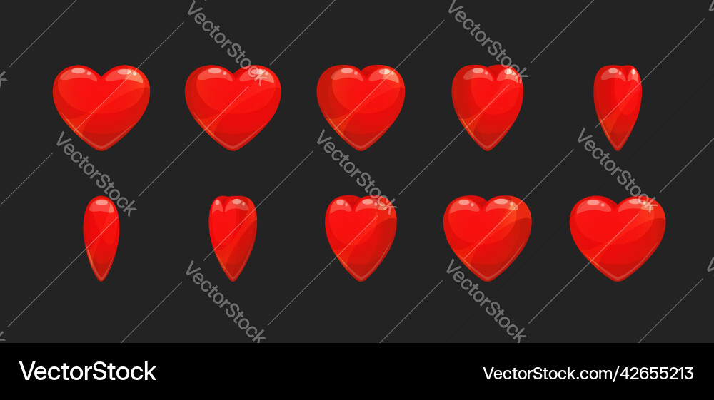 Animated red heart sequence sprite sheet love Vector Image