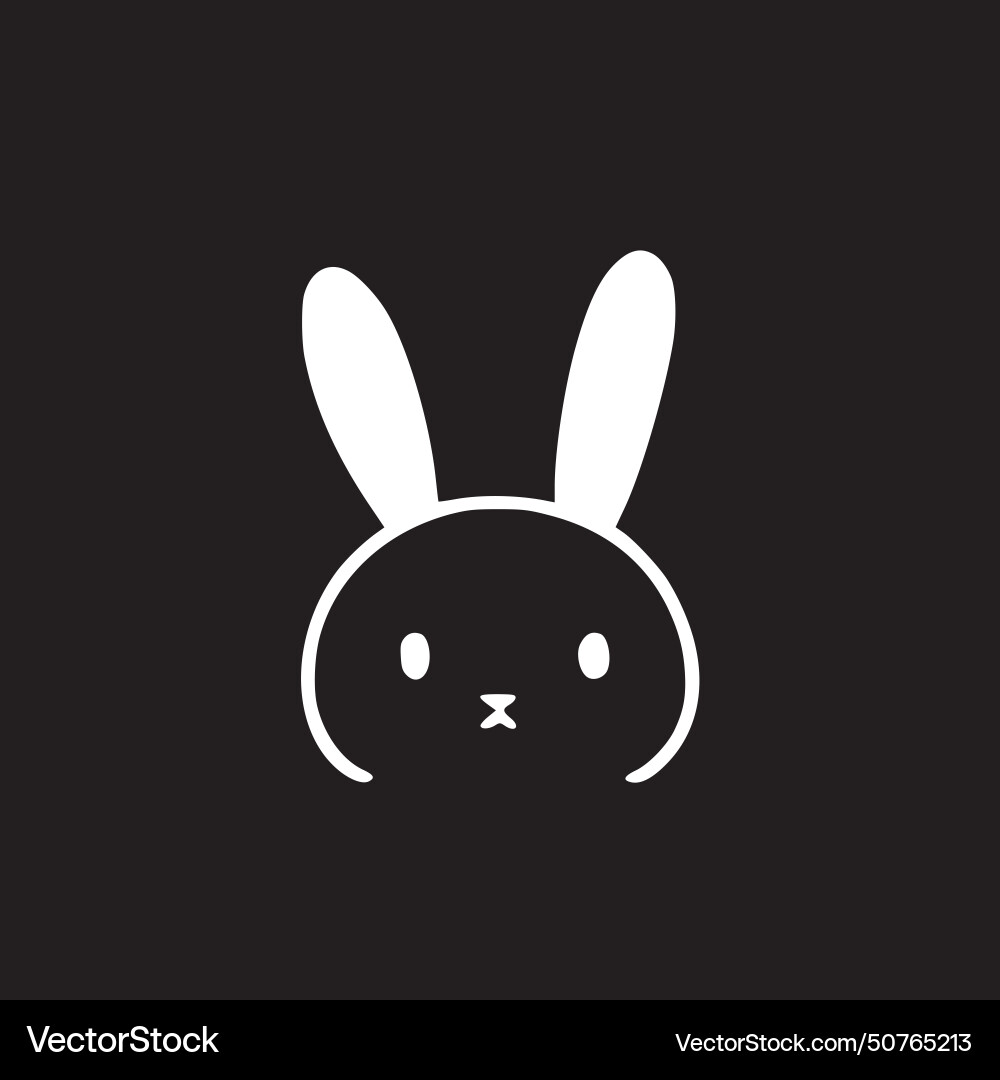 Bunny face - black and white Royalty Free Vector Image