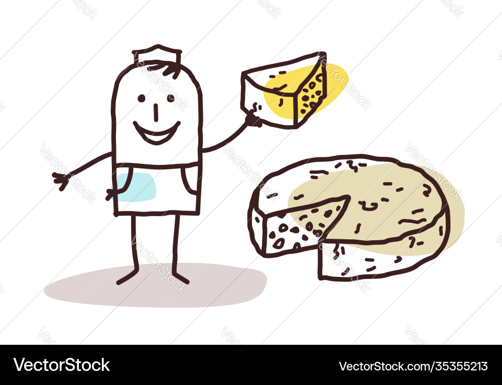 Cartoon food retailer - cheese Royalty Free Vector Image