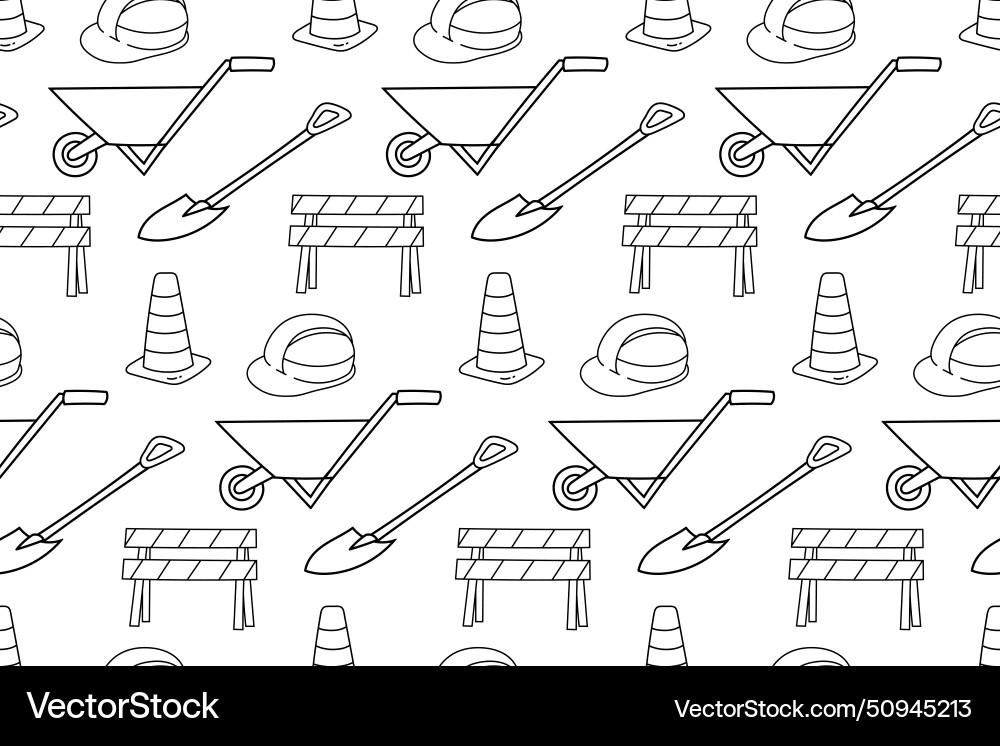Construction equipment outline pattern Royalty Free Vector