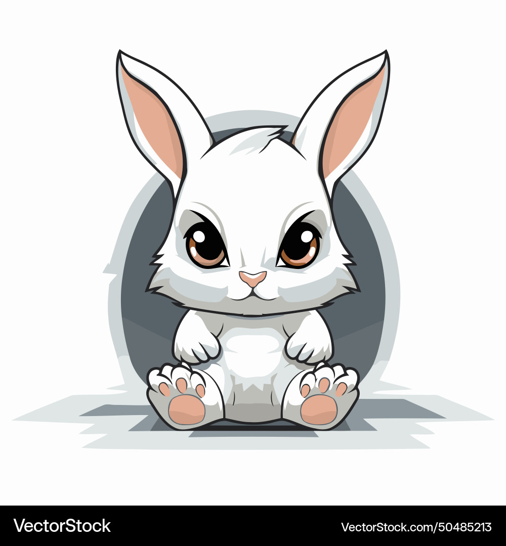 Cute little bunny sitting on a white background Vector Image