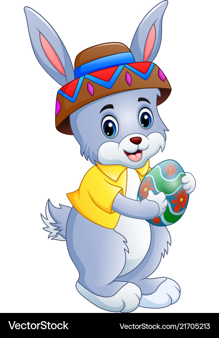 Cute rabbit cartoon holding easter egg Royalty Free Vector