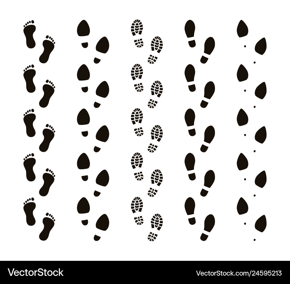 Footprint trails bare feet human footsteps funny Vector Image