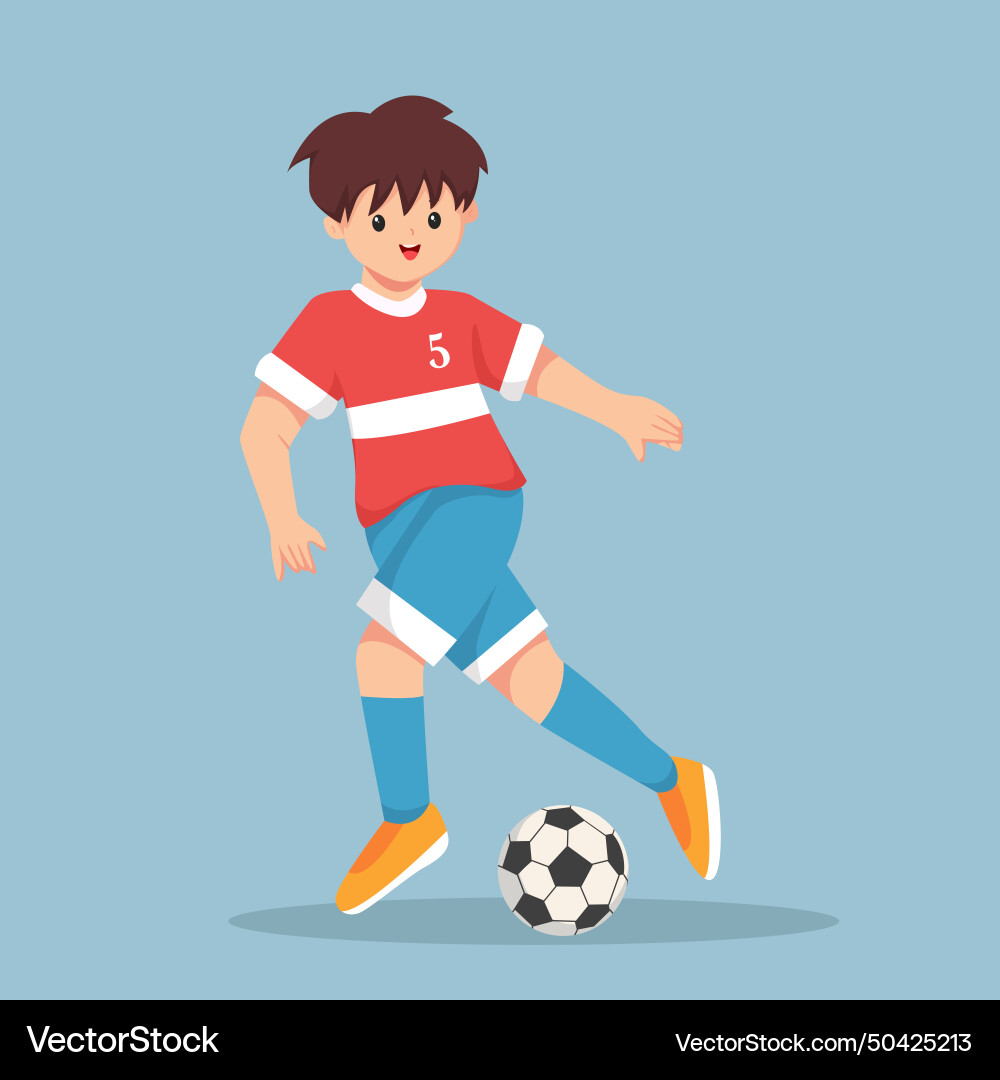 Kid playing football character design Royalty Free Vector
