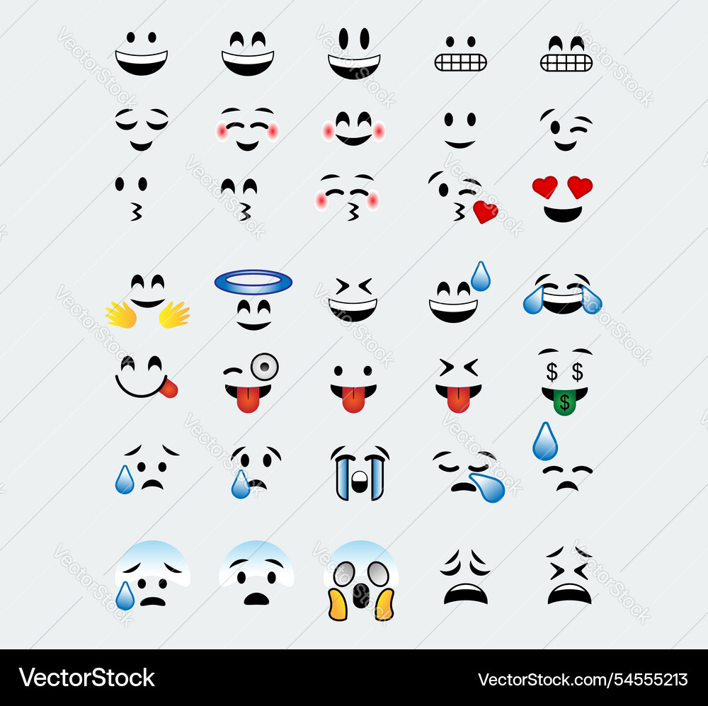 Set of expression icon collection minimalism Vector Image