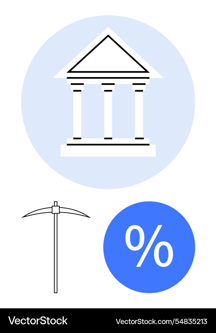 Traditional bank building with columns beside Vector Image