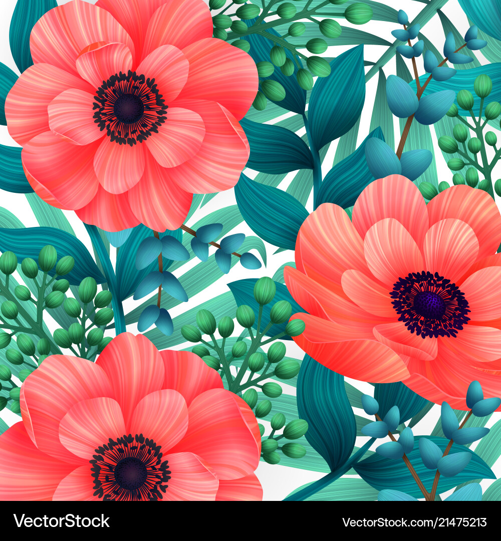 Tropical Anemone Floral Background Royalty Free Vector Image